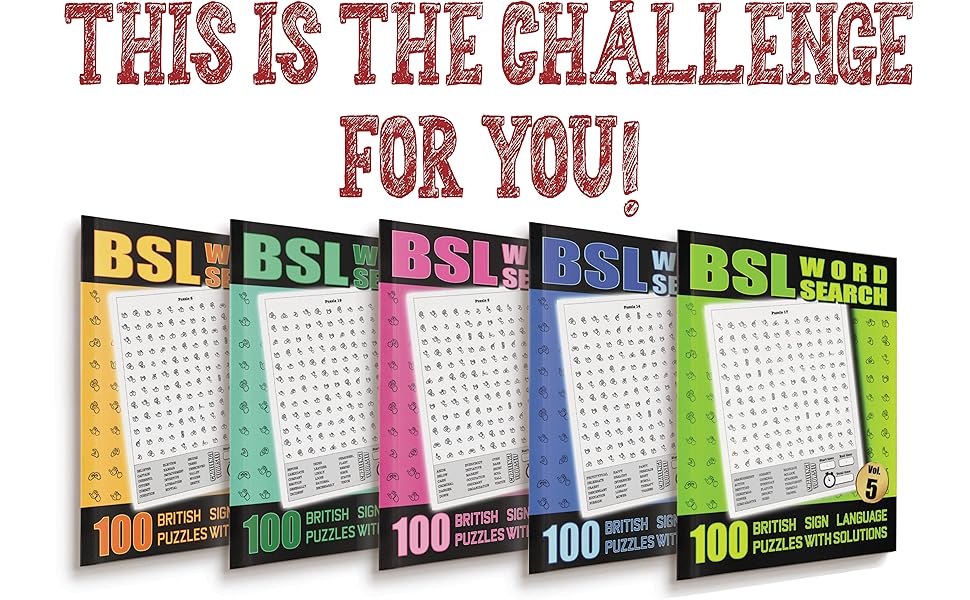 BSL Word Search - 100 British Sign Language Puzzles With Solutions Vol 5: Large Print ...
