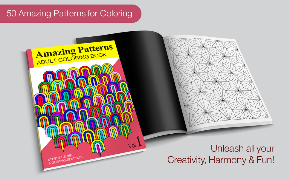 Amazon.com: Amazing Patterns Adult Coloring Book - Vol. I: Stress Relieving Designs, Mindful ...