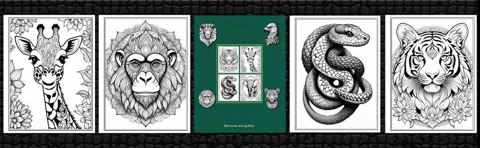 Amazon.com: Zentangle Jungle Animals: Coloring Book: 9798873720491 ...