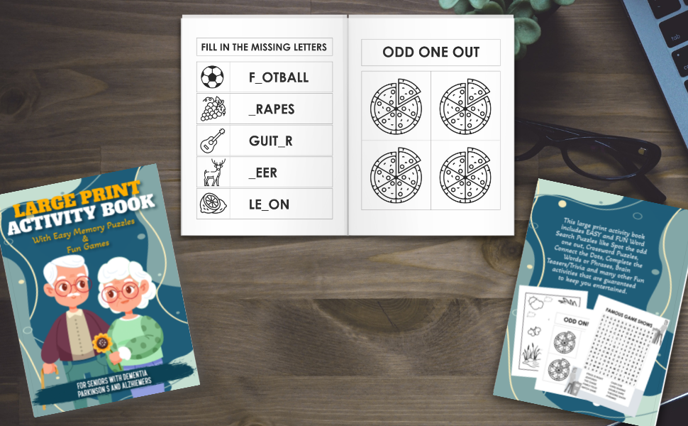 Amazon.com: Large Print Activity Book with Easy Memory Puzzles and Fun Games for Seniors: A ...