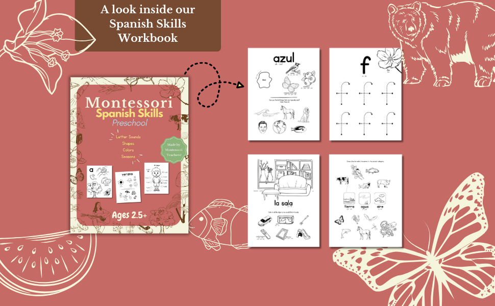 Montessori Spanish Skills Workbook: Pre - Reading | Preschool ...