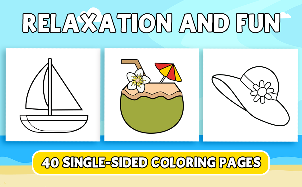 Amazon.com: Summer Coloring Book Bold and Easy: 40 Simple Designs for ...