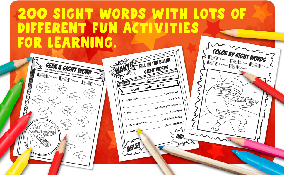 Amazon.com: 200 Sight Words First Grade Workbook Ages 6-7: 135 Awesome ...