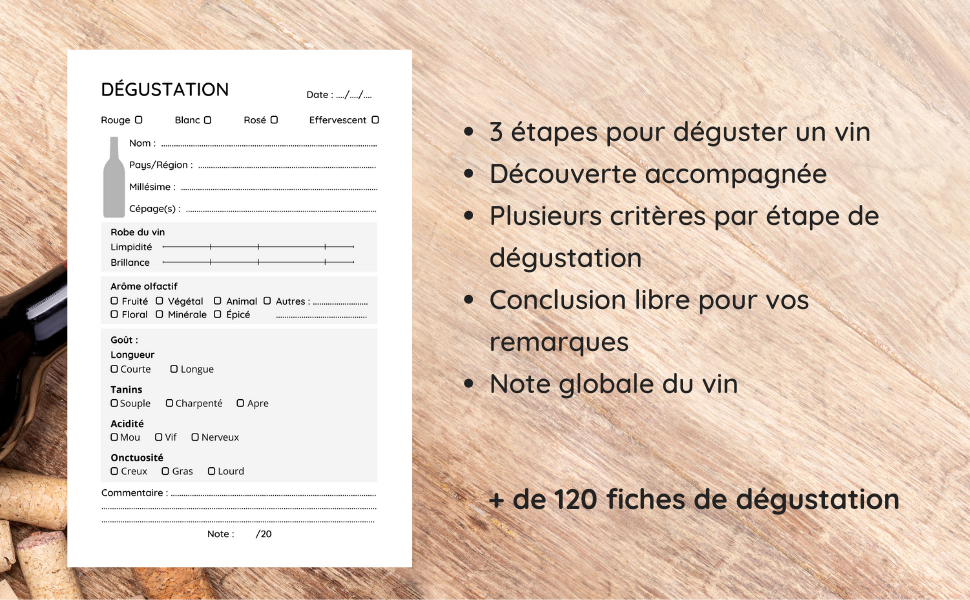 Amazon.fr - Carnet de dégustation de vins facile à compléter - pour les amateurs d’œnologie, 100 ...