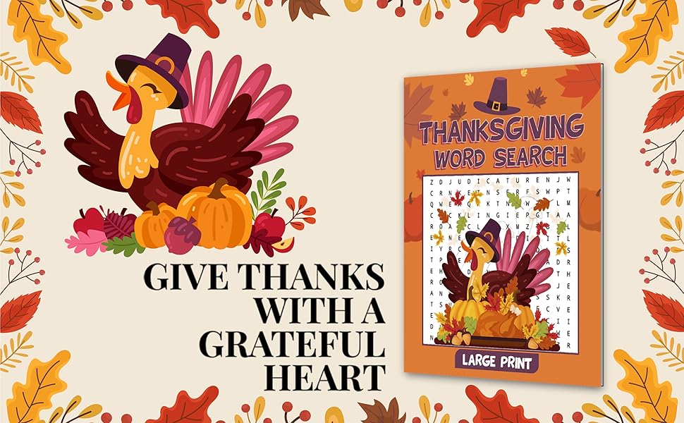Thanksgiving Word Search Large Print: 1000+ Large Print Word Search ...