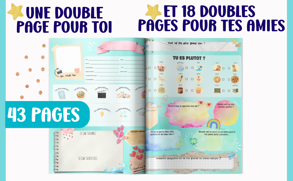 Carnet d'amitié : mon cahier secret pour fille: Carnet amitié à remplir pour d'inoubliables ...