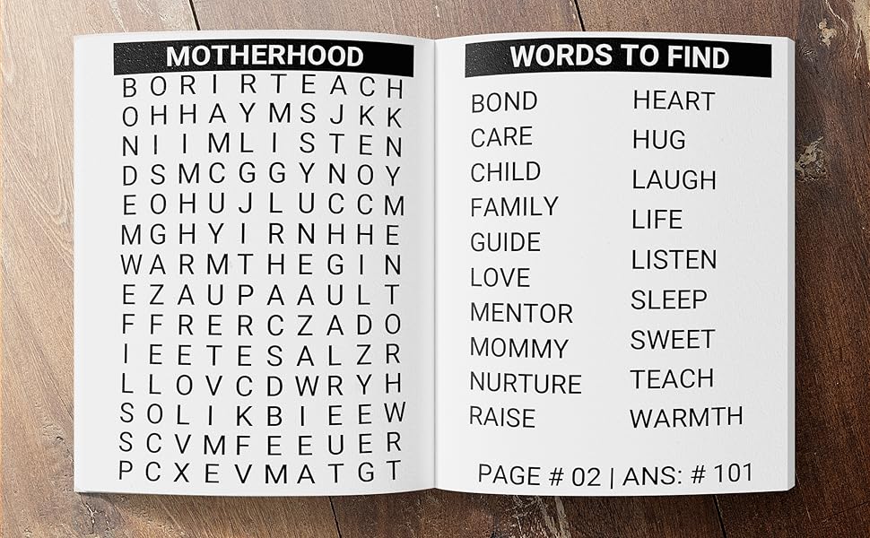50-PT Jumbo Size Mothers Day Word Search Puzzle Book for Adults ...