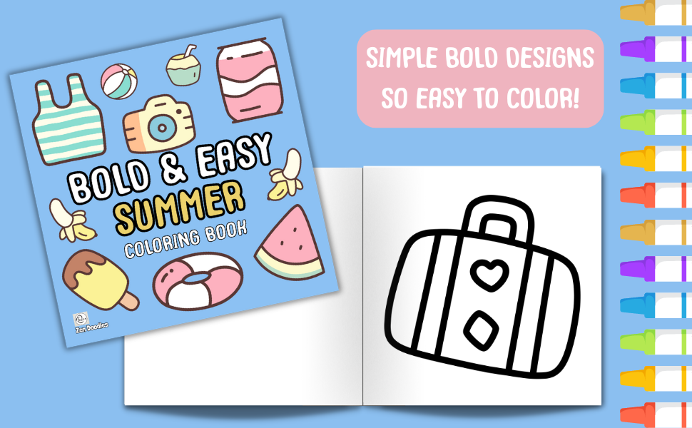 Amazon.com: Bold & Easy Summer Coloring Book: 50 Simple Drawings for ...