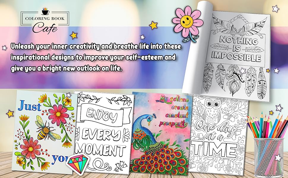 100 Inspirational Quotes Coloring Book for Adults: 100 Motivational ...