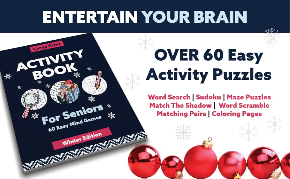 Amazon.com: Large Print Activity Book For Seniors: 60 Easy Mind Games: Winter Edition ...