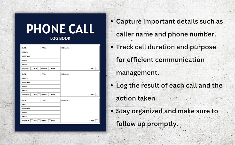 Phone Call Log Book: Easily Track and Record Your Business Telephone ...