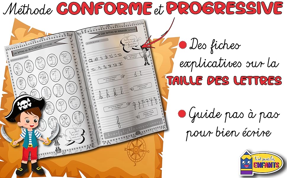 Cahier d'écriture Cursive CP PIRATE: Maternelle GS et CP - Apprendre A ...