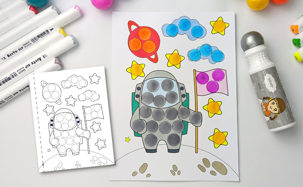 Outer Space Dot Markers Activity Book: 50 Pages | Easy BIG DOTS ...
