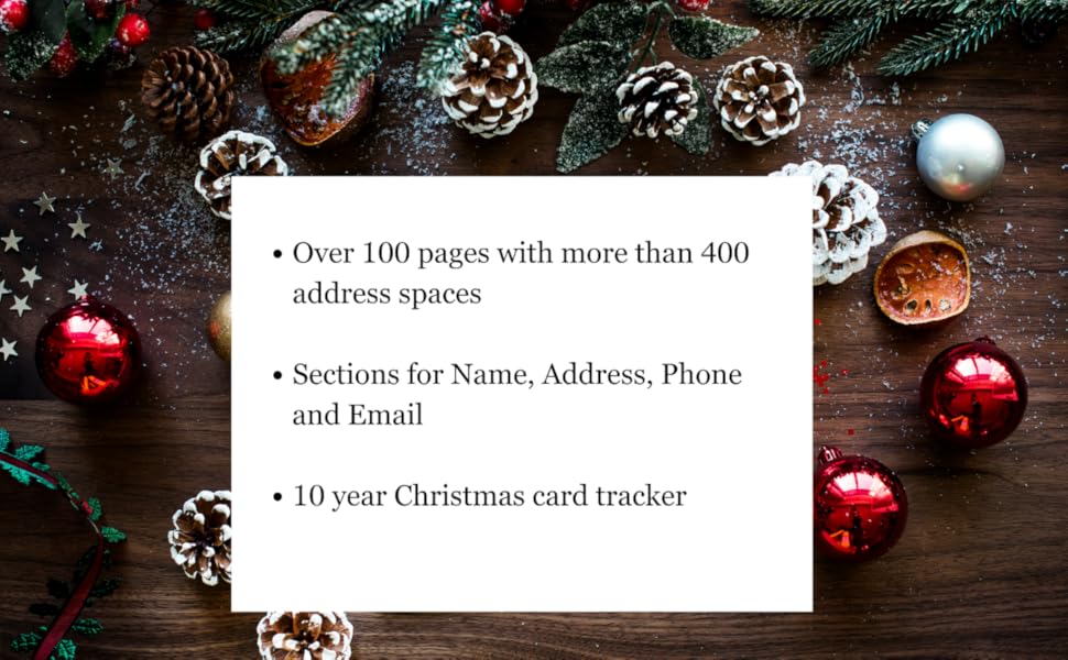 Christmas Card Address Book: Mailing Address Log Book and 10 Year ...