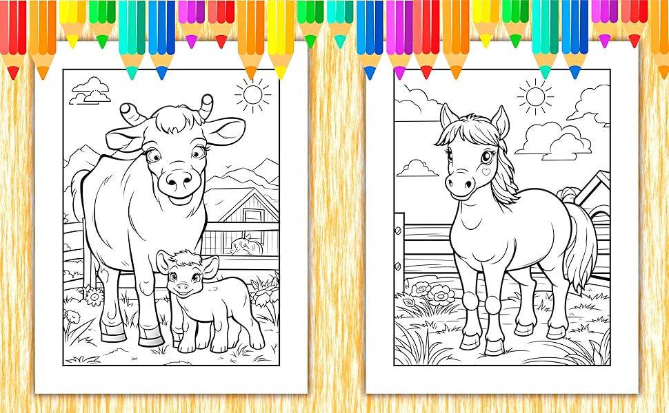Farm Animals Coloring Book For Kids: 50 Beautiful Coloring Pages with ...