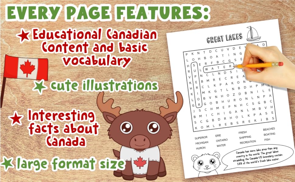 Word Search for Kids: Canada Activity Book for Ages 6-12: BJB ...