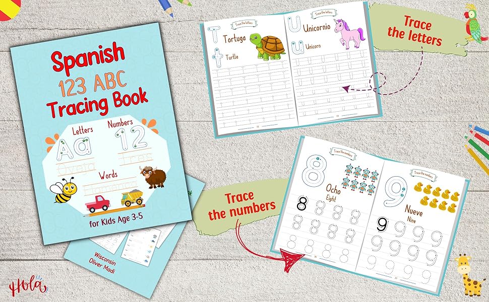 Spanish 123 ABC Tracing Book for Kids Age 3-5: Spanish Letters Numbers ...