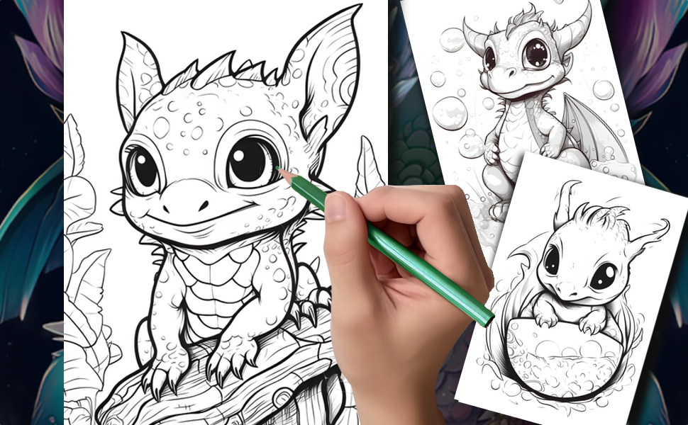 Amazon.com: Enchanting Baby Dragons Fantasy Coloring Book for Stress ...