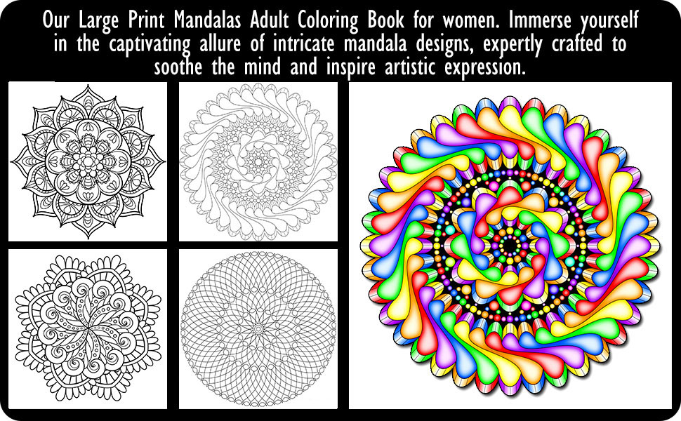 Amazon.com: Large Print Mandalas Adult Coloring Book For Women: Relaxing Coloring Book for ...