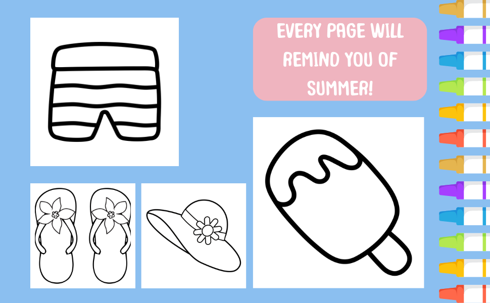 Amazon.com: Bold & Easy Summer Coloring Book: 50 Simple Drawings for ...