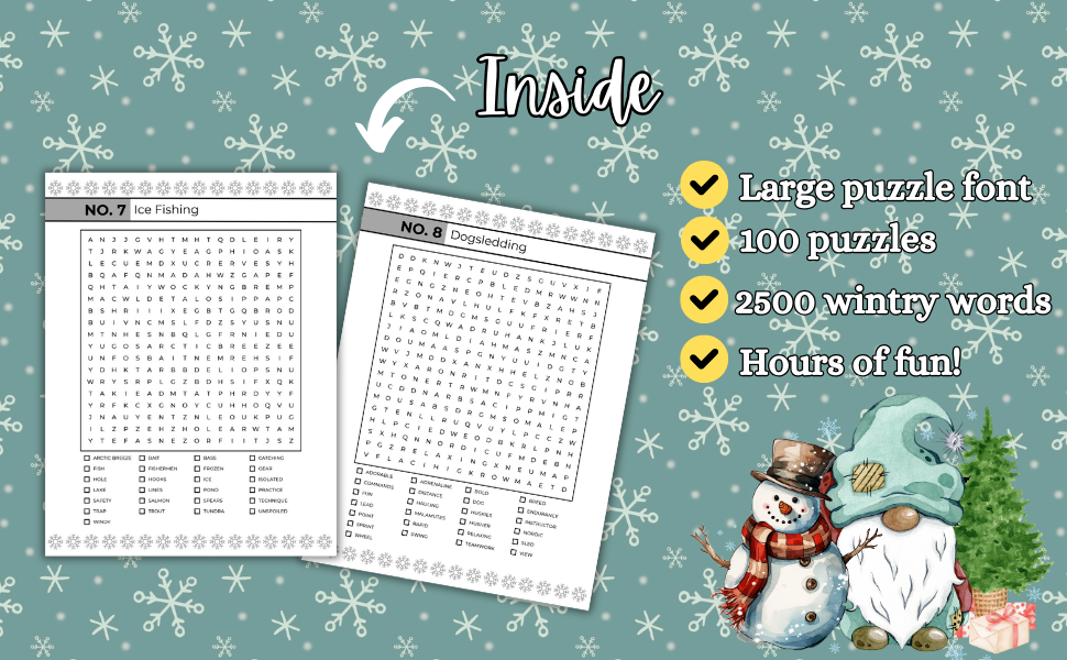 Snowy Winter Word Search Book: Winter Themed Puzzle Book For Adults ...
