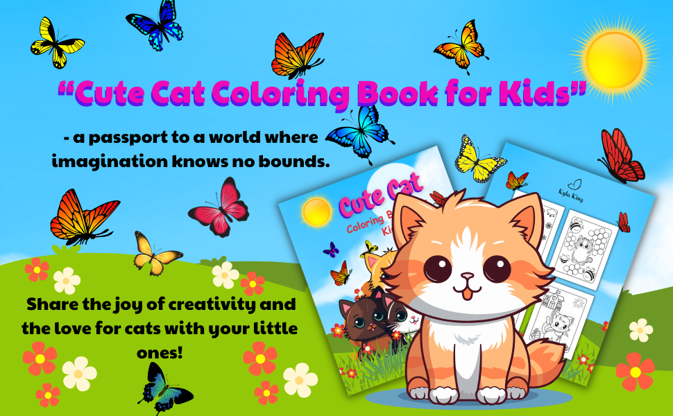 Cute Cat Coloring Book for Kids: 50 Coloring Pages with Adorable Cats ...