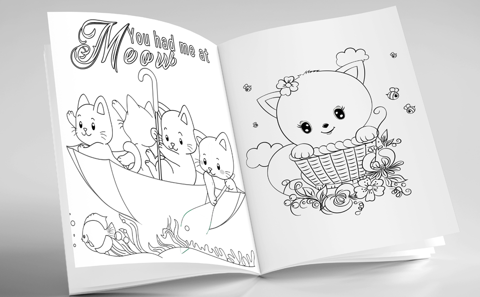 Cute Cats Coloring Book for Kids Ages 3-8: Cute and Kawaii Cartoon ...