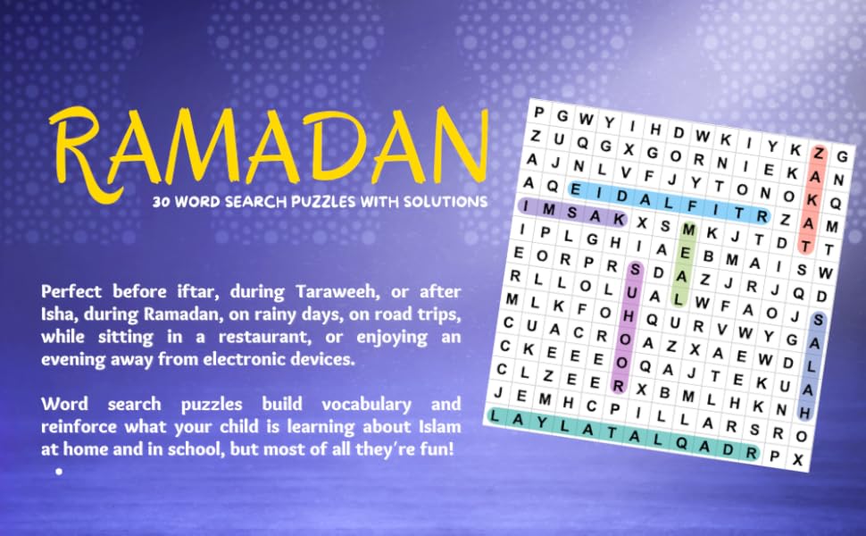 Amazon.com: Ramadan Word Search Puzzle Activity Book For Kids: Fun Ramadan Word Search Puzzle to ...