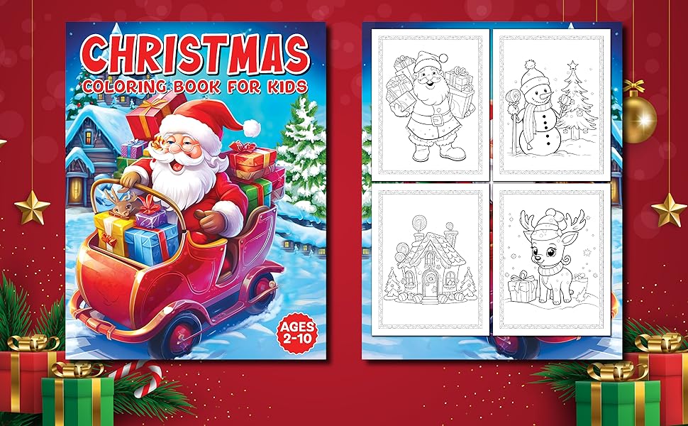 Christmas Coloring Book For Kids: Filled with 50+ Very Simple, Cute ...
