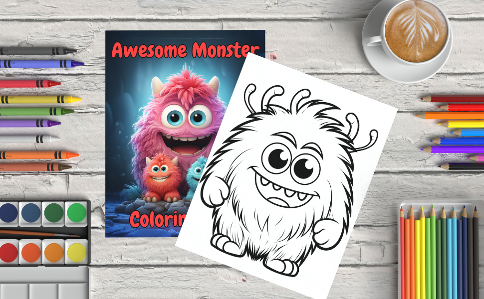Monster colouring Book: Furry friendly monster colouring book for Kids ...
