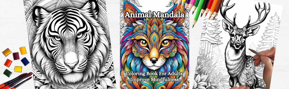 Amazon.com: Animal Mandala Coloring Book For Adults Improve Mindfulness: Stress Relieving ...