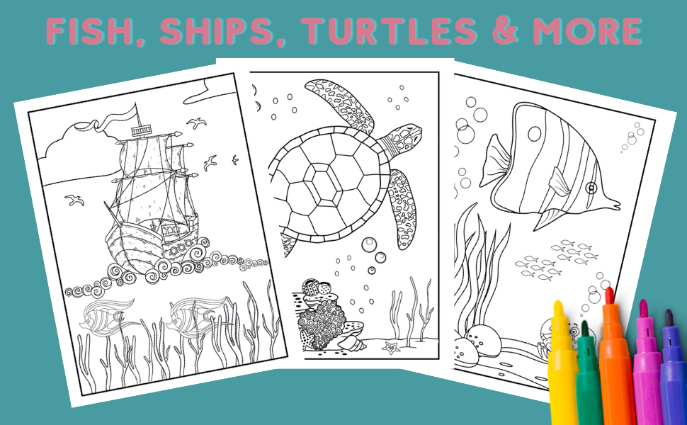 Amazon.com: OCEAN WONDERS COLORING BOOK: 50 OCEAN THEMED PAGES FULL OF ...