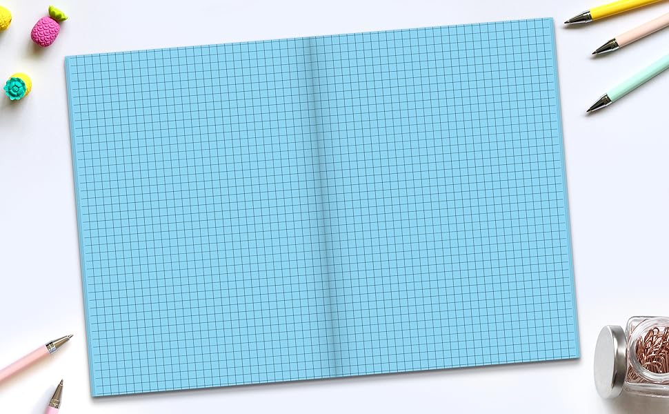 Dyslexia Tinted Exercise Book A4: 7mm Squared Blue Graph Paper 100 gsm ...
