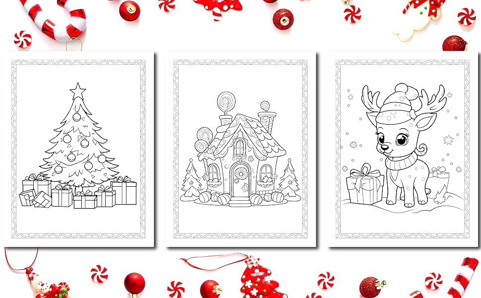 Christmas Coloring Book For Kids: Filled with 50+ Very Simple, Cute ...