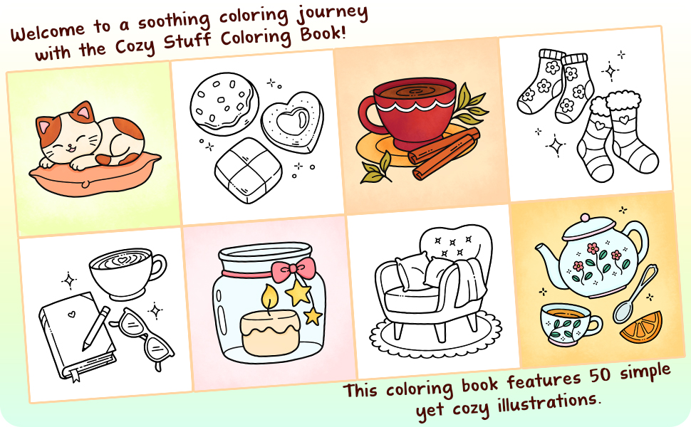 Amazon.com: Cozy Stuff: Bold and Easy Coloring Book for Adults and Kids ...
