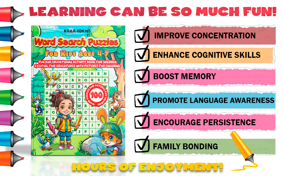 Word Search Puzzles for Kids Ages 4-7: Fun and Educational Activity ...