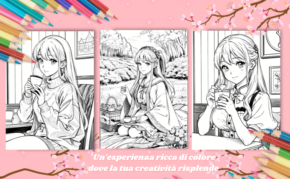 Libro da Colorare Anime Girls Volume 1: Adorabili Personaggi Anime da ...