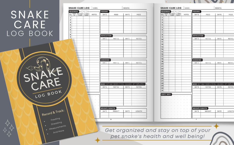 Snake Care Log Book: Record & Track Feeding, Shedding, Temperature ...
