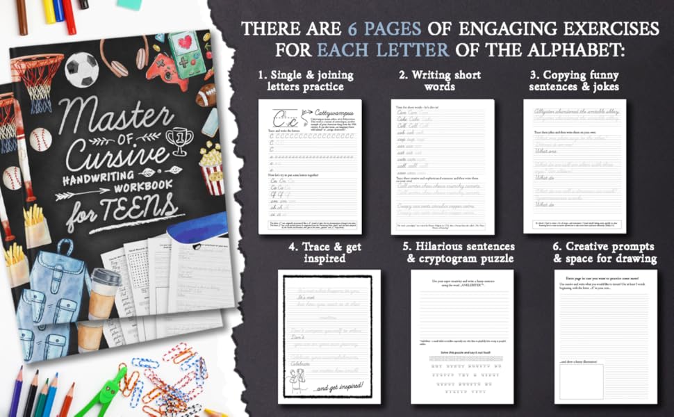 Master of Cursive Handwriting Workbook for Teens: Script Writing ...