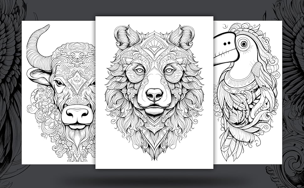 Amazon.com: Majestic Mandalas: Coloring Book for Adults Stress-Relieving Animal Designs ...