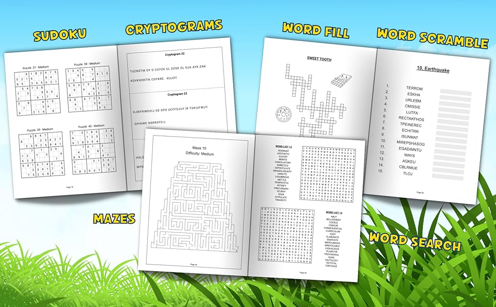 Amazon.com: Stress Relief Mixed Puzzle Activity Book for Adults - Over 200 Relaxing Variety of ...