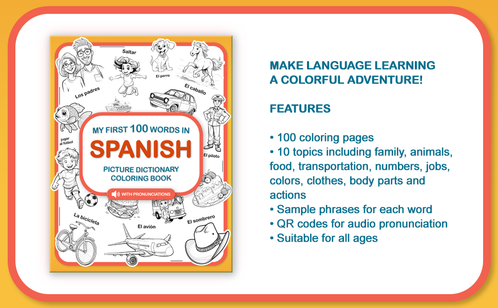 Amazon.com: My First 100 Words in Spanish Picture Dictionary Coloring ...