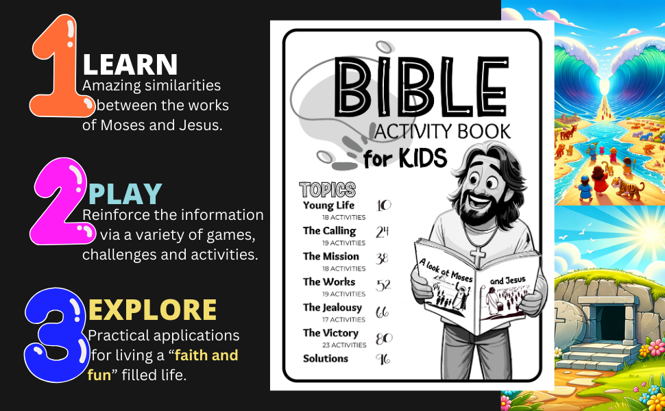 Amazon.com: Bible Activity Book for Kids: A Themed Fun and Faith Puzzle ...