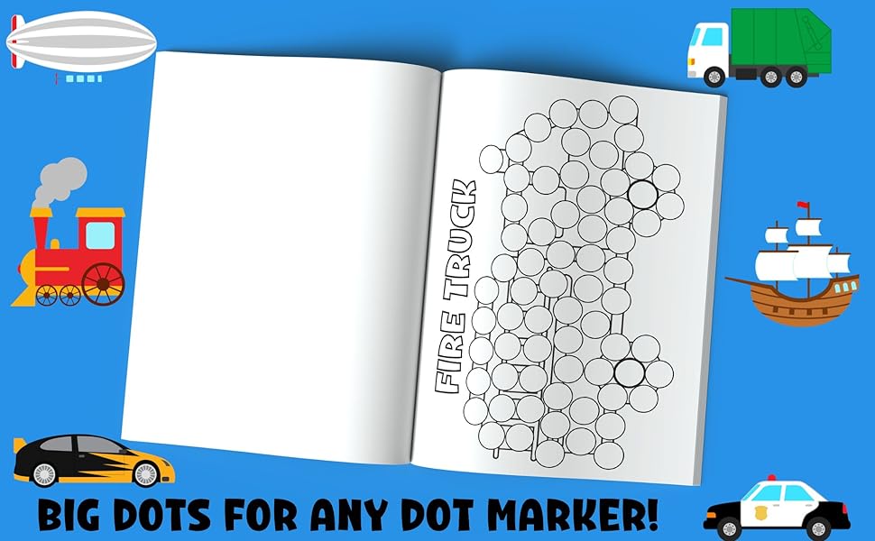 Dot Markers Activity Book Vehicles • Transportation Coloring for ...