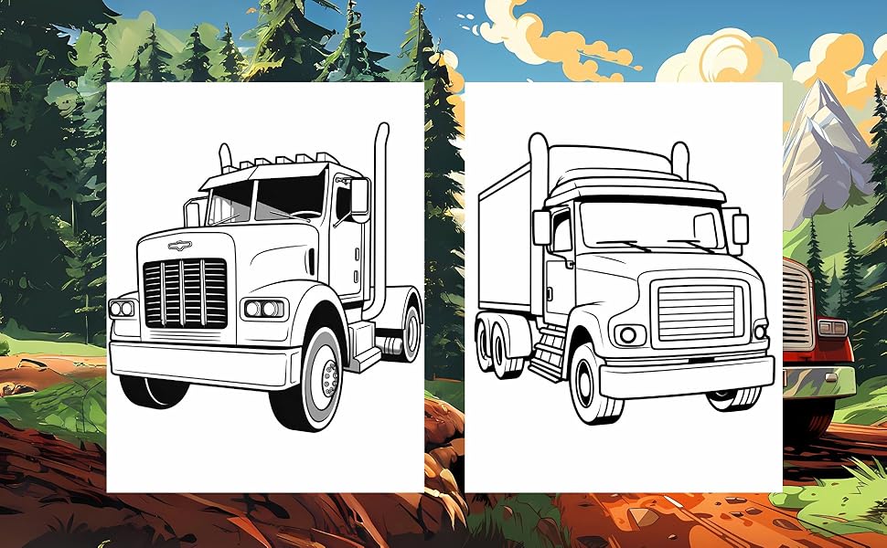 Truck Coloring Book: Highway Haul - 30 Adventures on Wheels for Kids ...