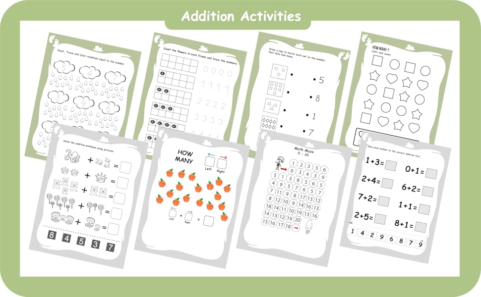 Kindergarten Workbook Math Addition: Basic Home schooling Workbook for ...