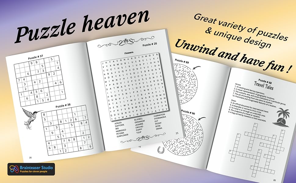 Amazon.com: Variety Puzzle Book with 100+ Mixed Puzzles for Adults, Teens & Seniors: The ...