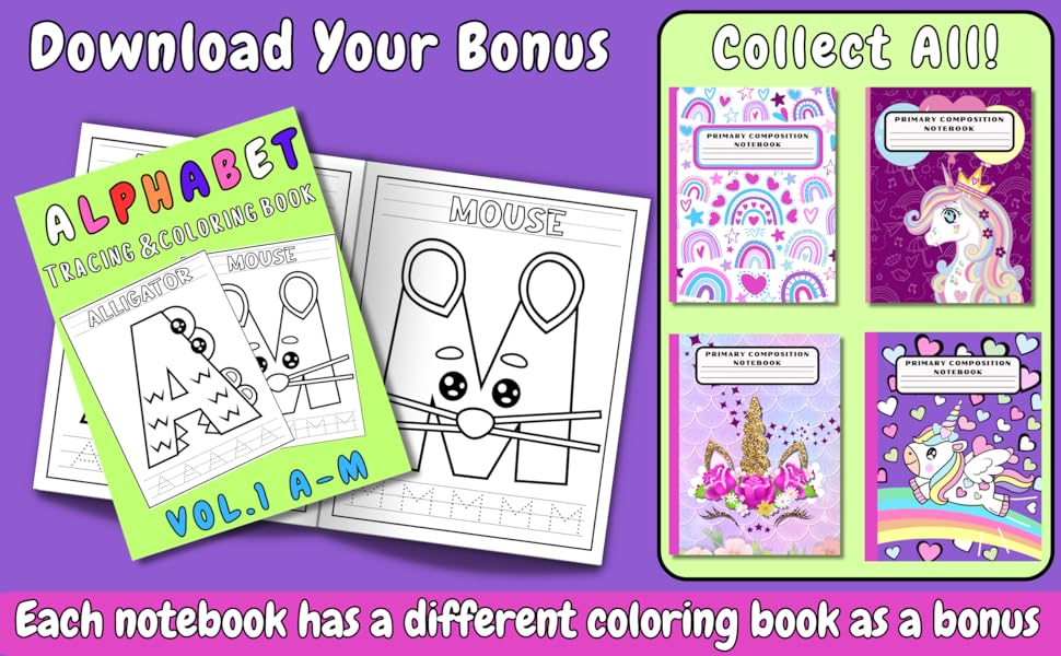 Amazon.com: Primary Composition Notebook K-2: Pink Unicorns Primary Composition Notebook with ...