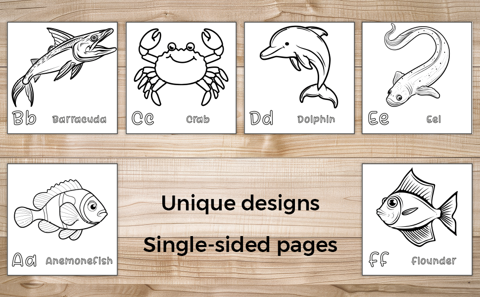 Ocean Animal Alphabet Coloring Book: 26 Engaging Pages of Underwater ...