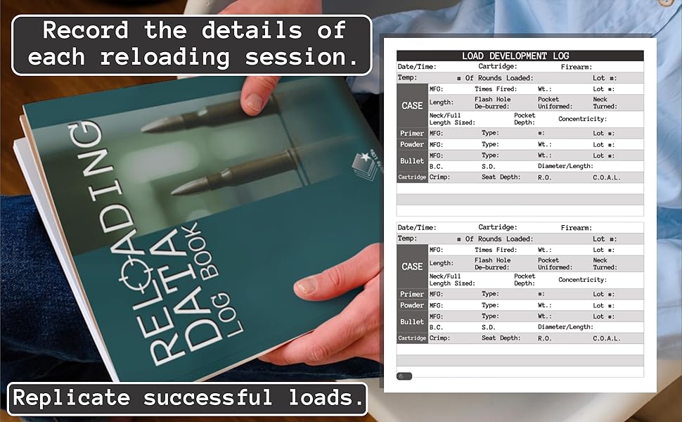 Amazon.com: Reloading Data Log Book: Aim for Perfection, Ammo Reload Detailed Sheets, Track, and ...